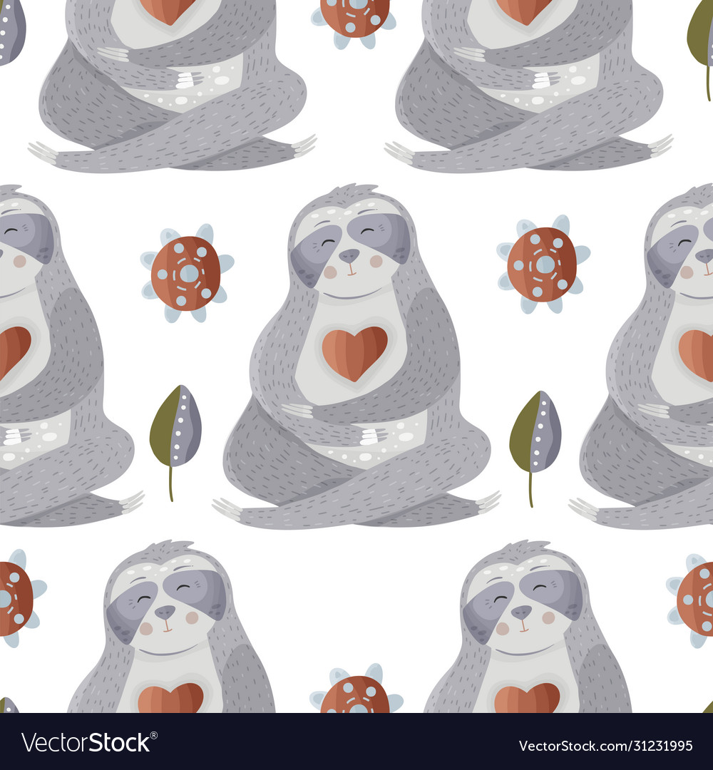 Sloth seamless pattern Royalty Free Vector Image