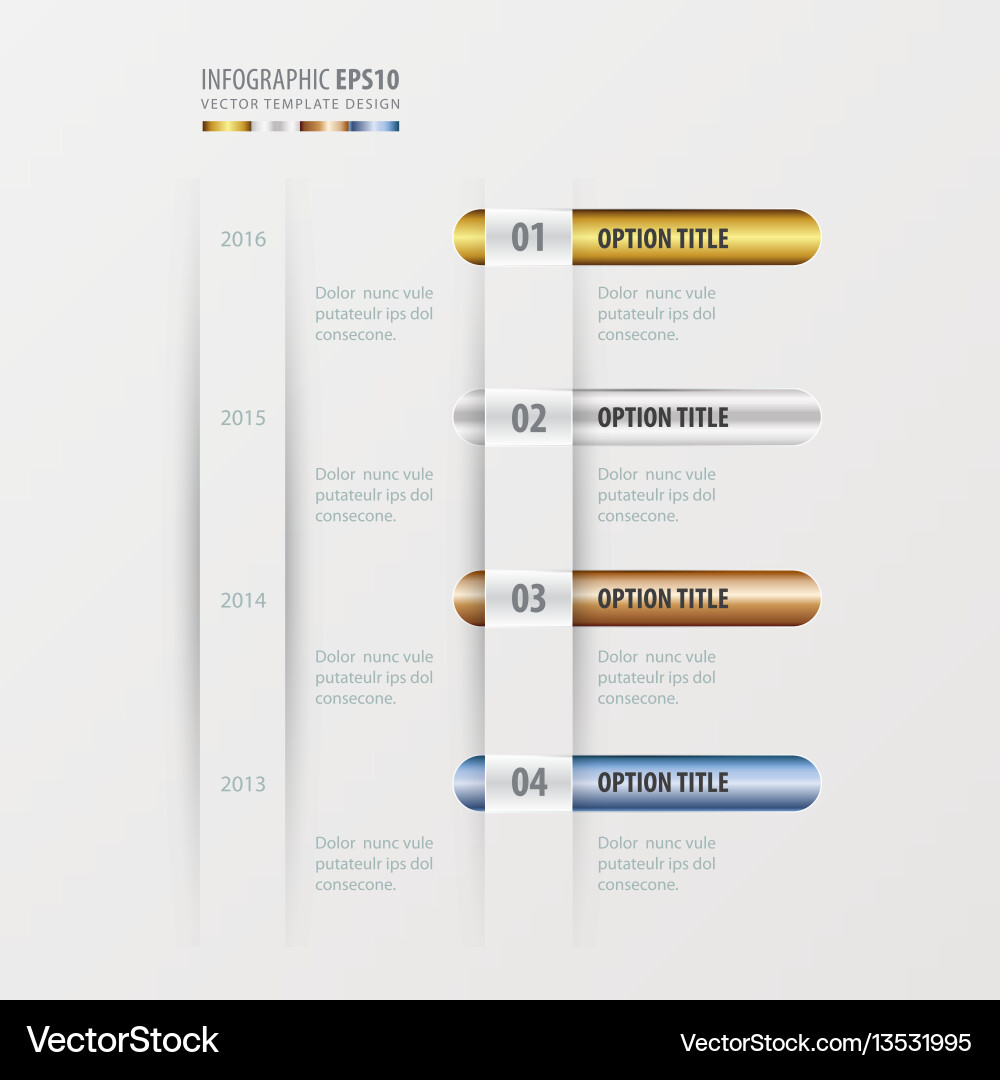 Timeline design gold bronze silver blue color Vector Image
