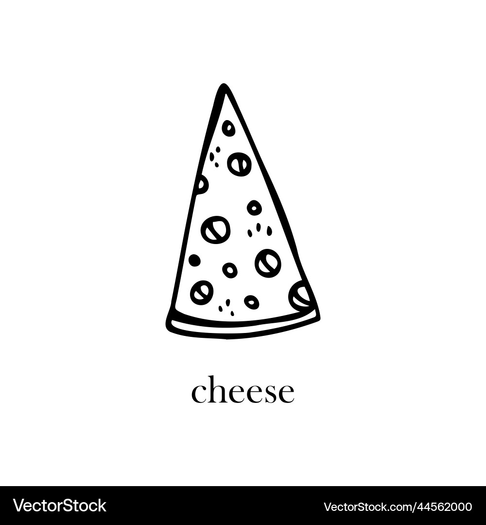 A triangular piece of cheese with holes dairy Vector Image