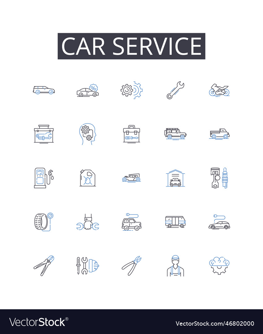Car service line icons collection maintenance Vector Image Car service line icons collection maintenance Vector Image