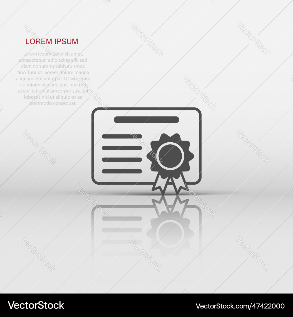 Certificate icon in flat style license badge Vector Image