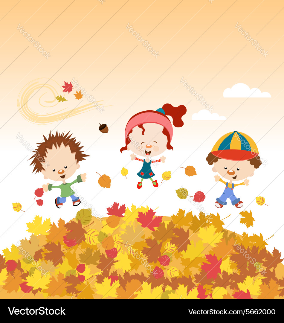 Fall kids Royalty Free Vector Image - VectorStock