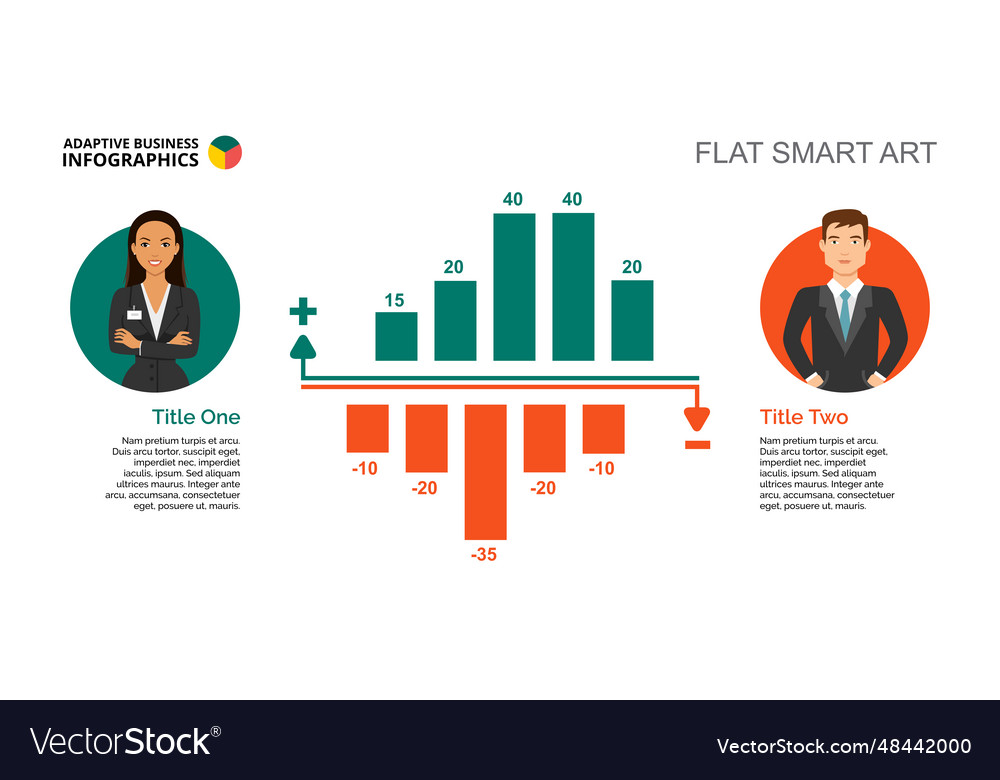 Five bars chart slide template Royalty Free Vector Image