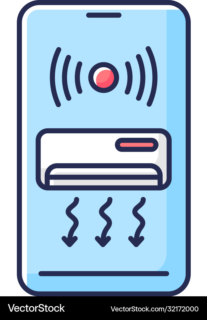 Smart air conditioner rgb color icon Royalty Free Vector