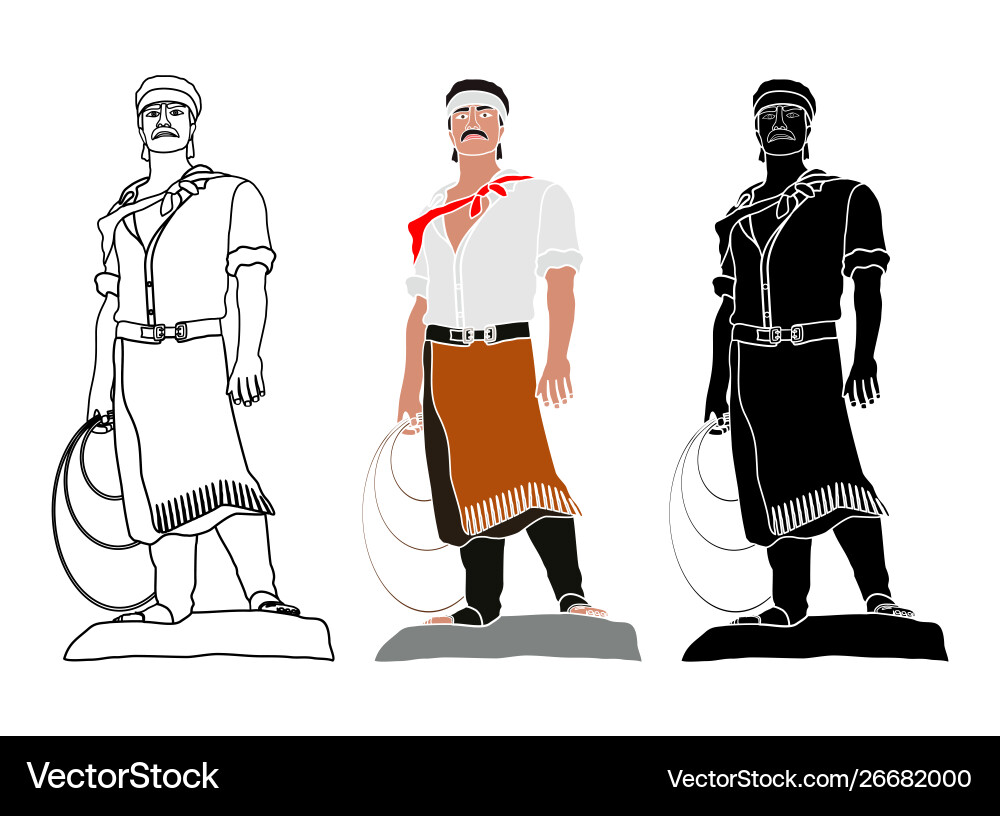 Traditional lassoer with and without outline Vector Image