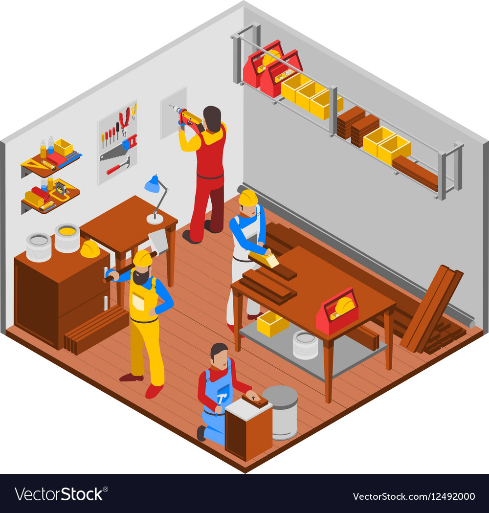 Woodwork Workshop Concept Royalty Free Vector Image