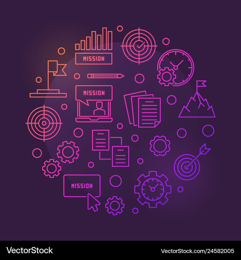 Business and mission round colored line Royalty Free Vector
