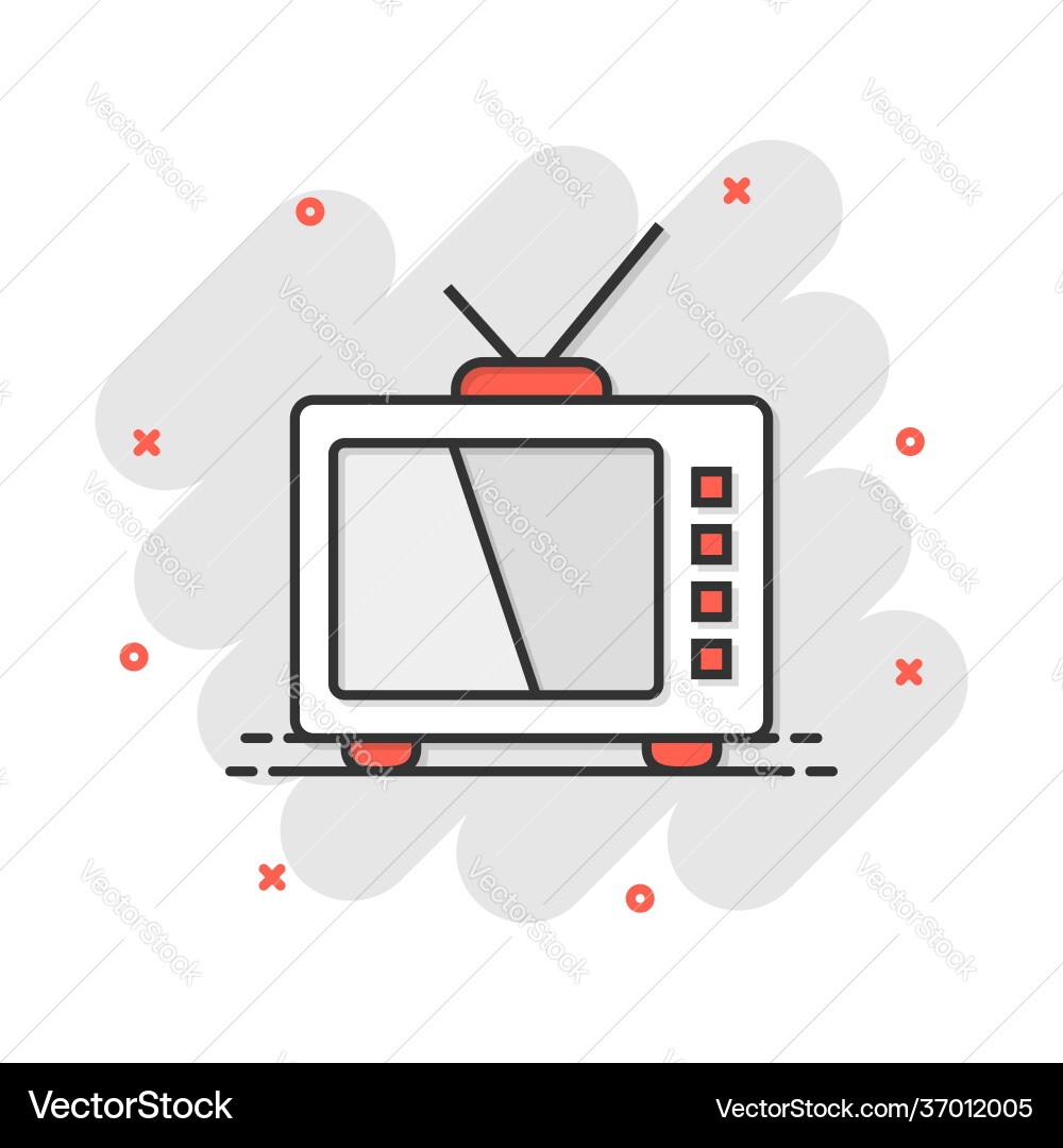 Cartoon retro tv screen icon in comic style old Vector Image