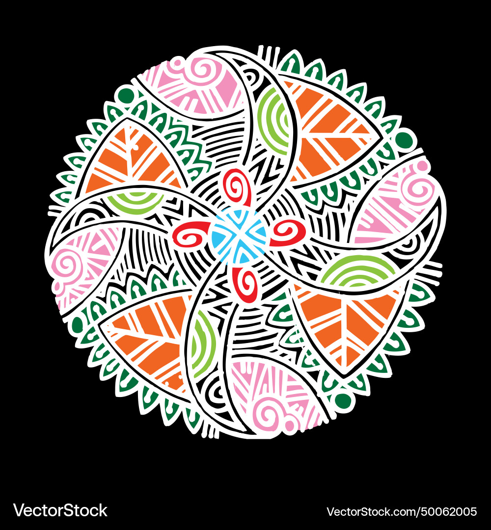 Color abstract alpona flower design Royalty Free Vector