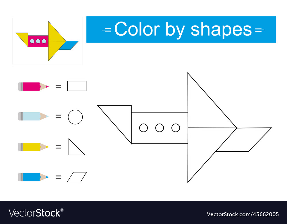 Coloring pages color by shapes Royalty Free Vector Image