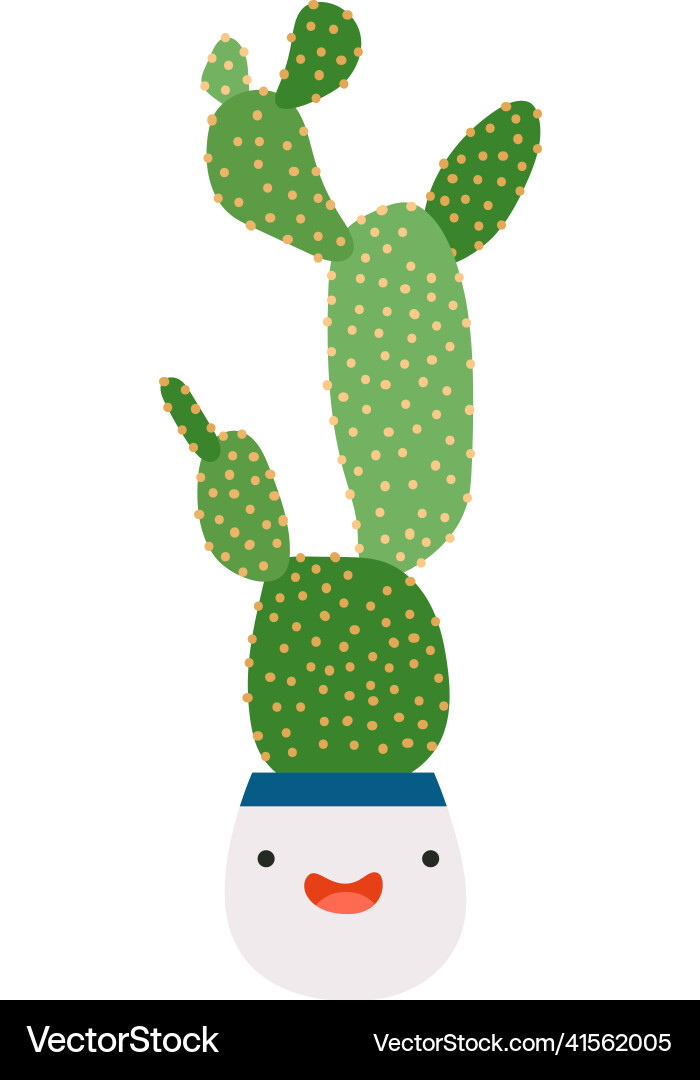Cute cartoon cactus funny succulent with smiling Vector Image