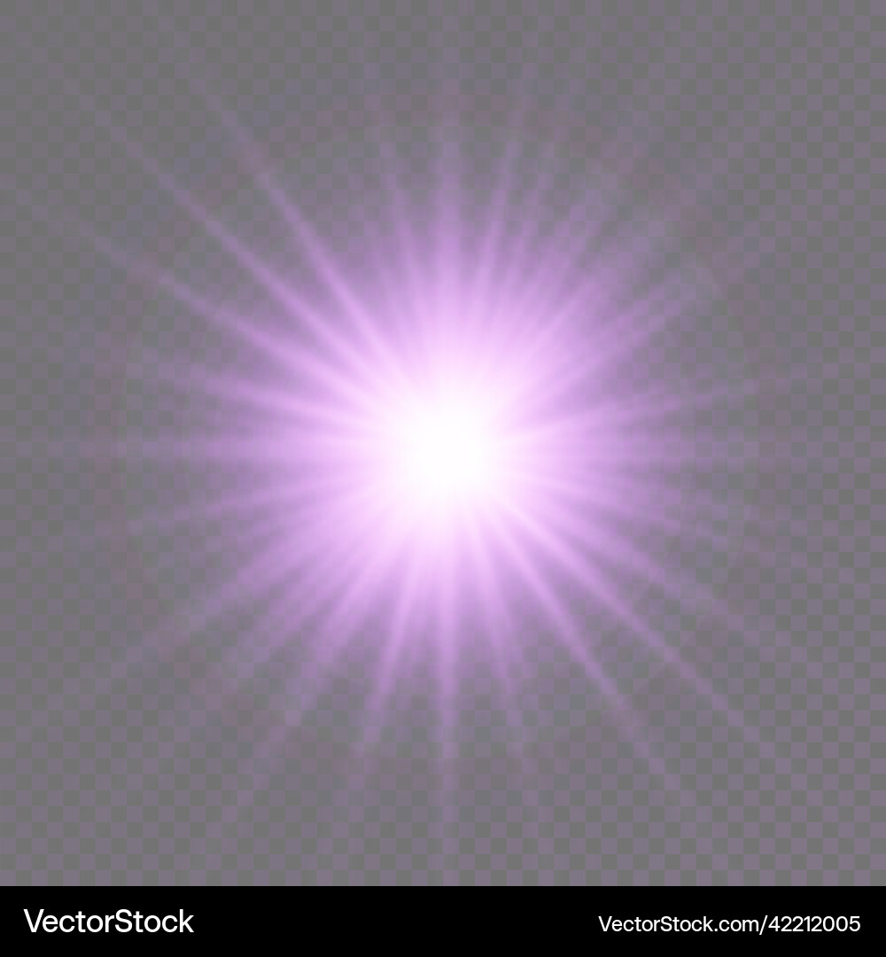 Glow bright light star purple sun rays sunshine Vector Image