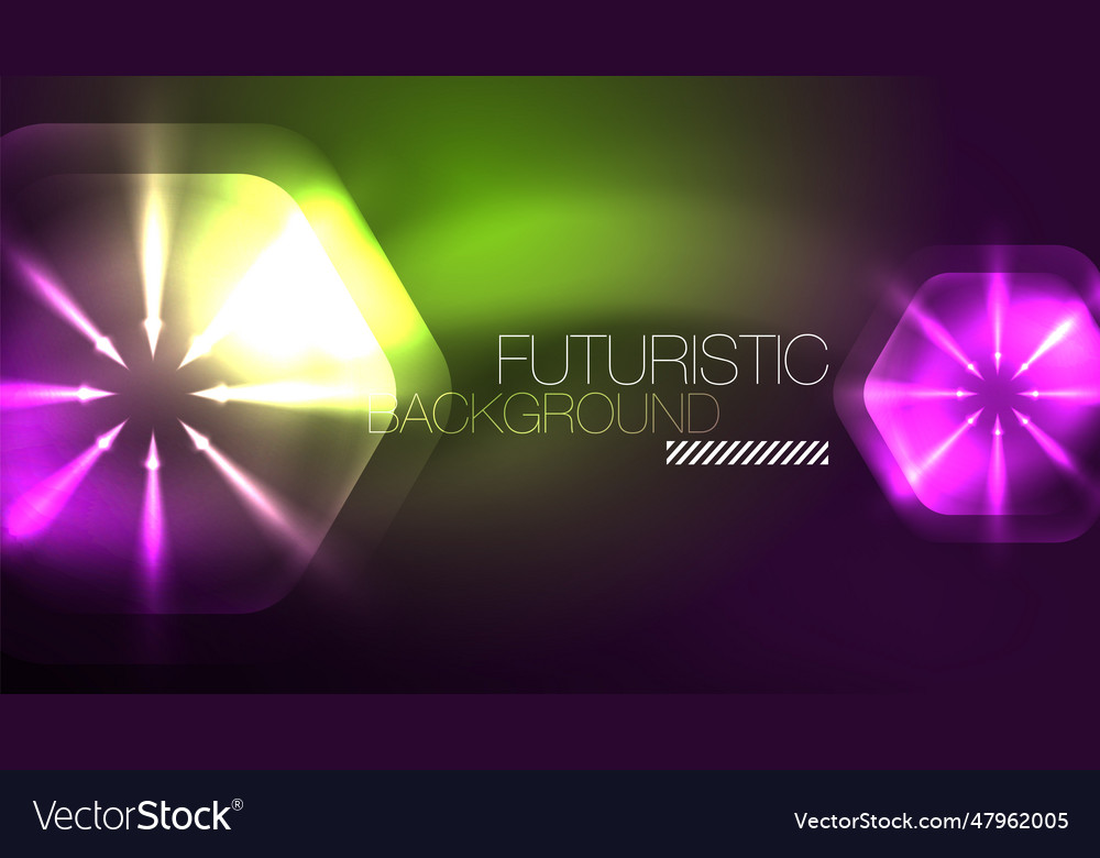 Glowing neon hexagons in dark space digital Vector Image