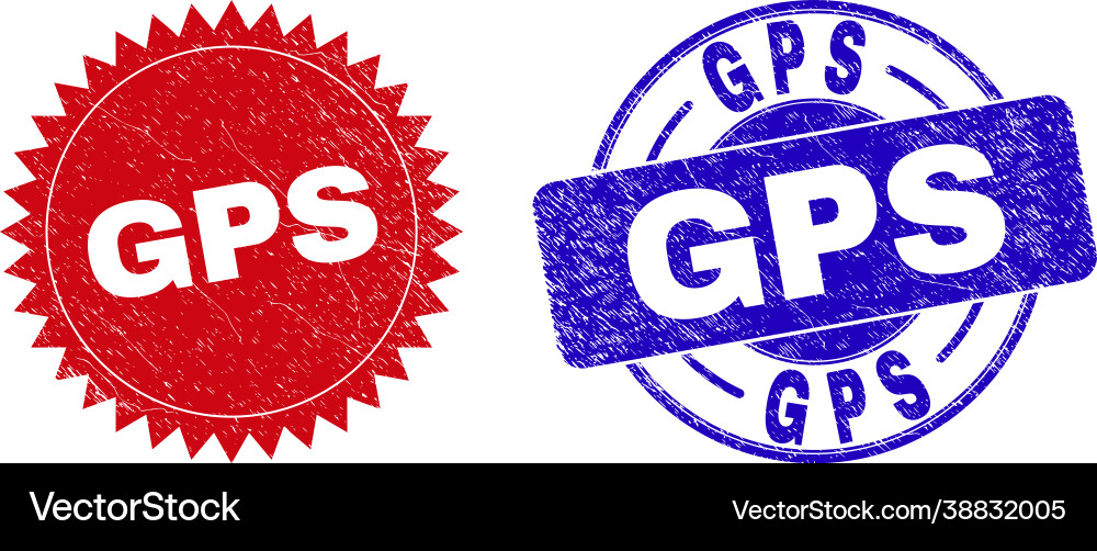 Gps round and rosette watermarks with grunged Vector Image