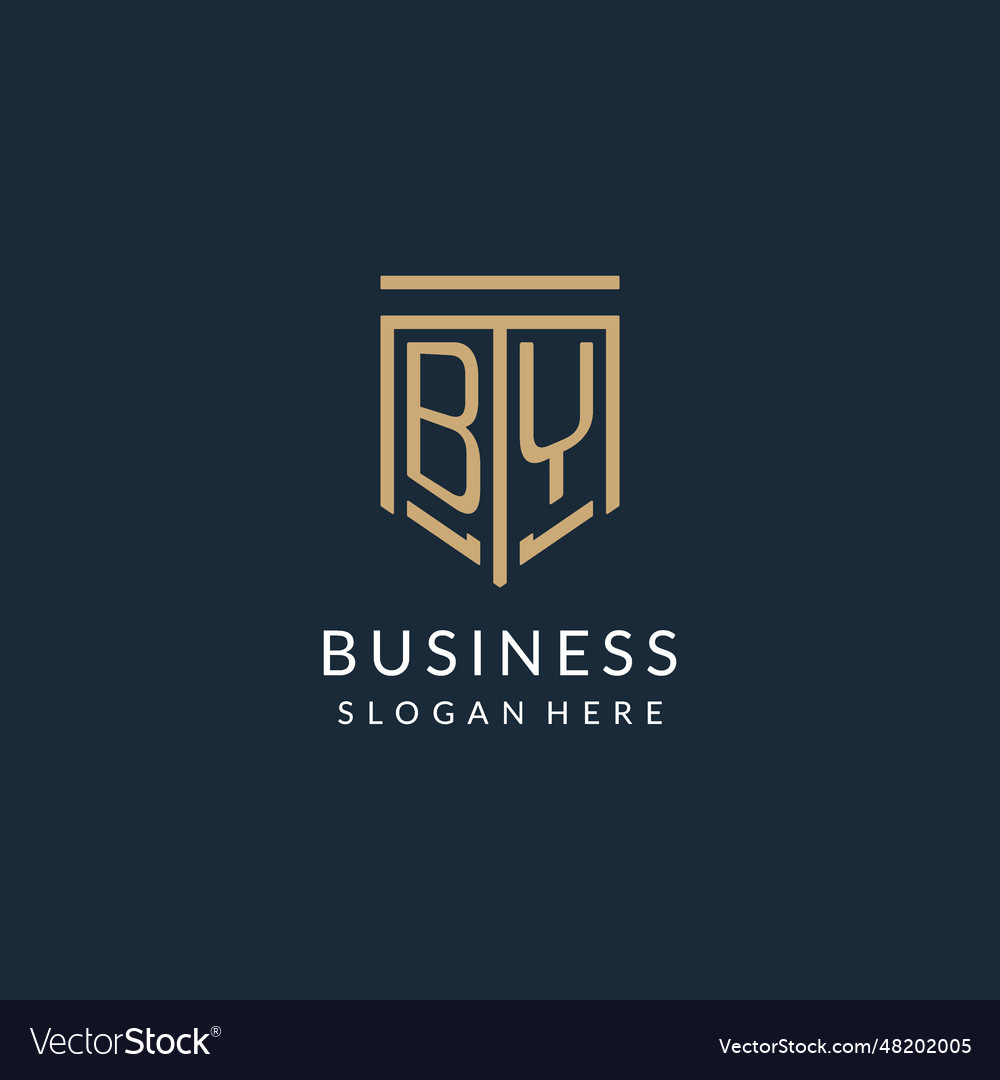 Initial by shield logo monoline style modern Vector Image