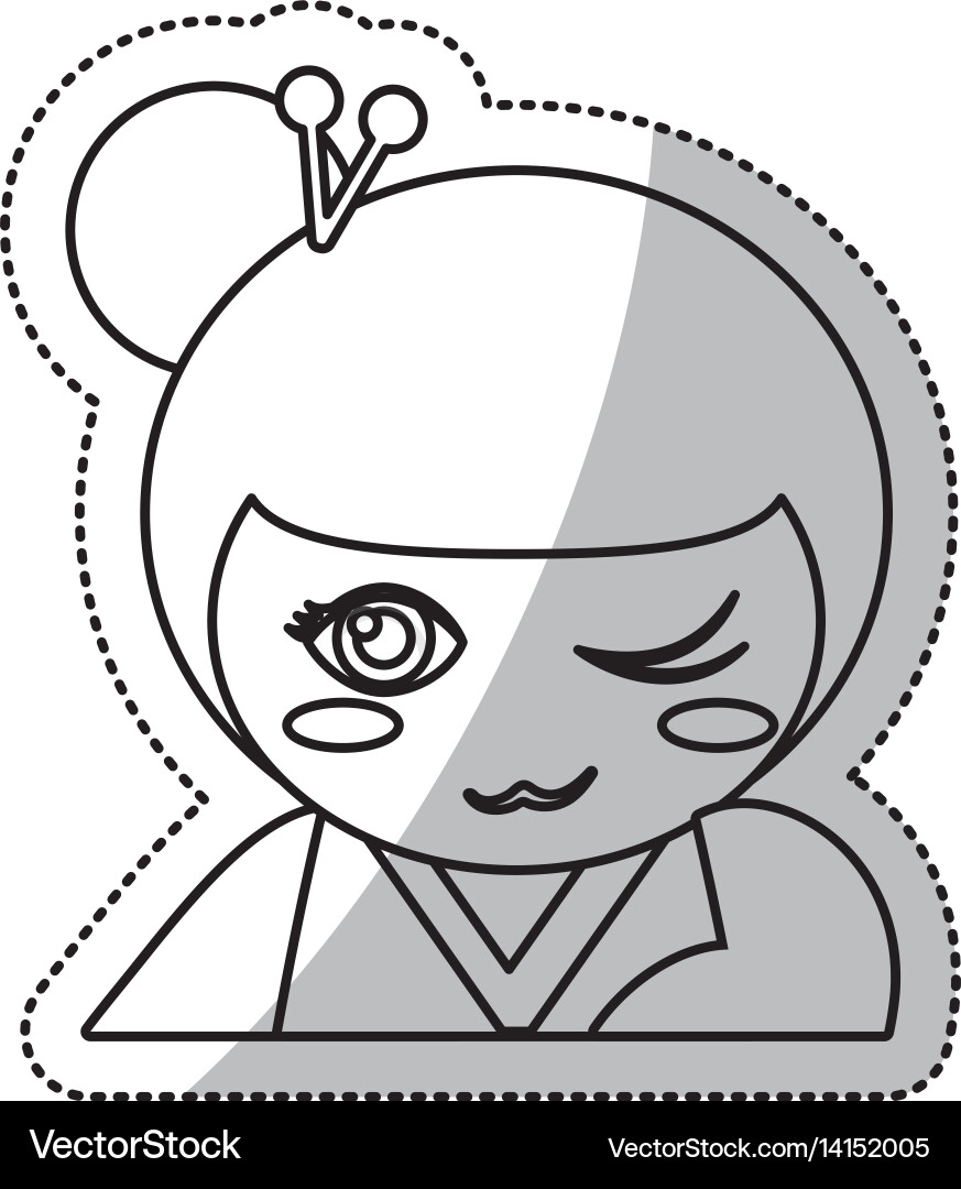Kokeshi doll souvenir outline Royalty Free Vector Image