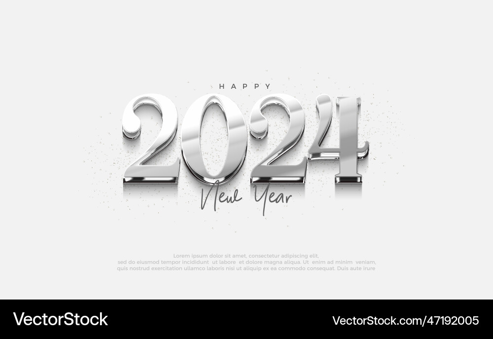 New year 2024 number with silver metallic Vector Image