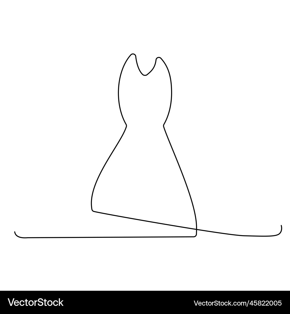 One line drawing dress continuous woman Royalty Free Vector