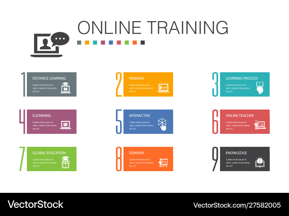 Online training infographic 10 option line concept