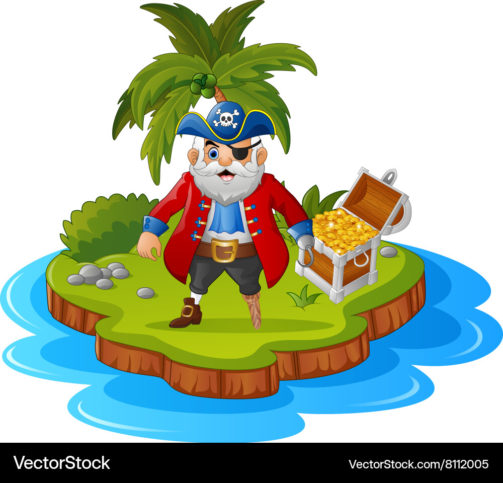 Pirate in the treasure island Royalty Free Vector Image