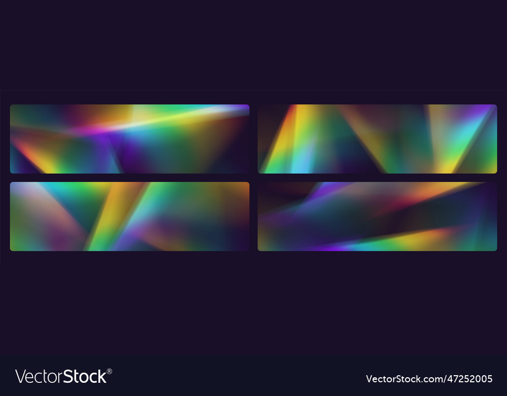 Rainbow refraction overlay banners prism light Vector Image