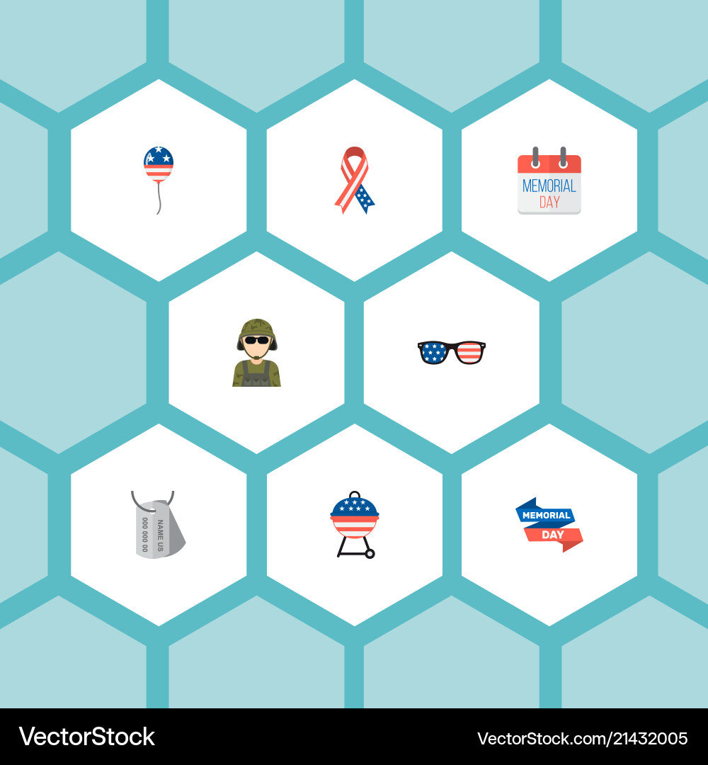 Set memorial icons flat style symbols Royalty Free Vector