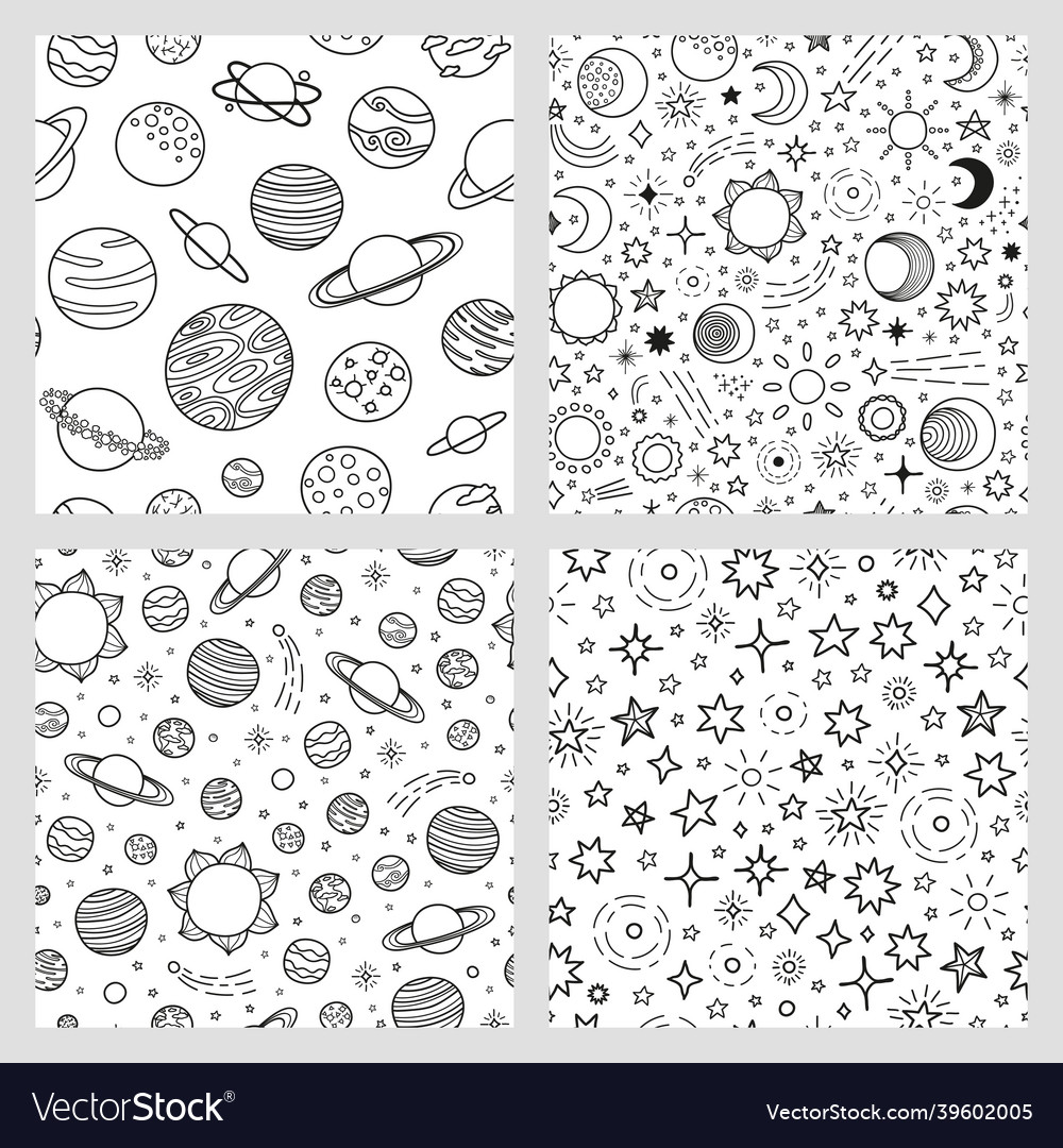 Set of space patterns Royalty Free Vector Image