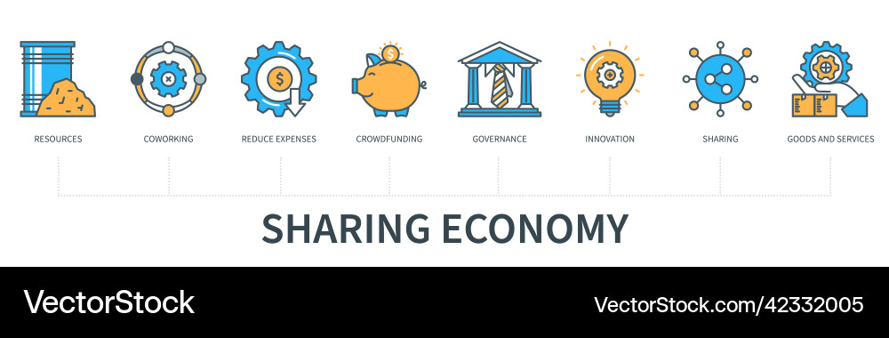 Sharing economy infographics in minimal flat line Vector Image