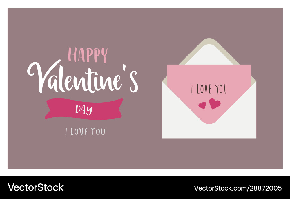 Valentine s day greeting card with envelope Vector Image