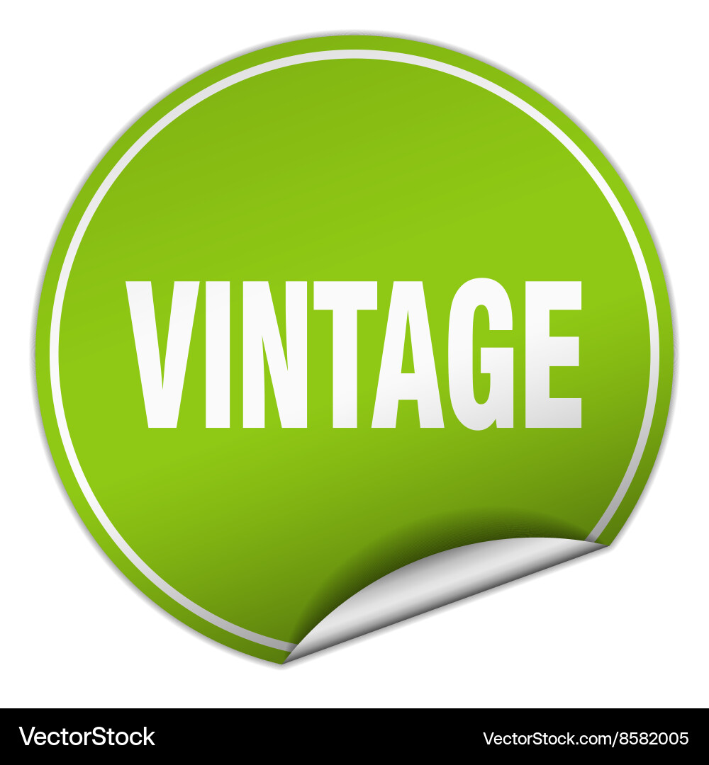 Vintage round green sticker isolated on white Vector Image