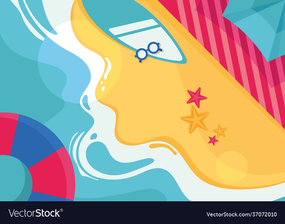 Banner template with sea beach Royalty Free Vector Image