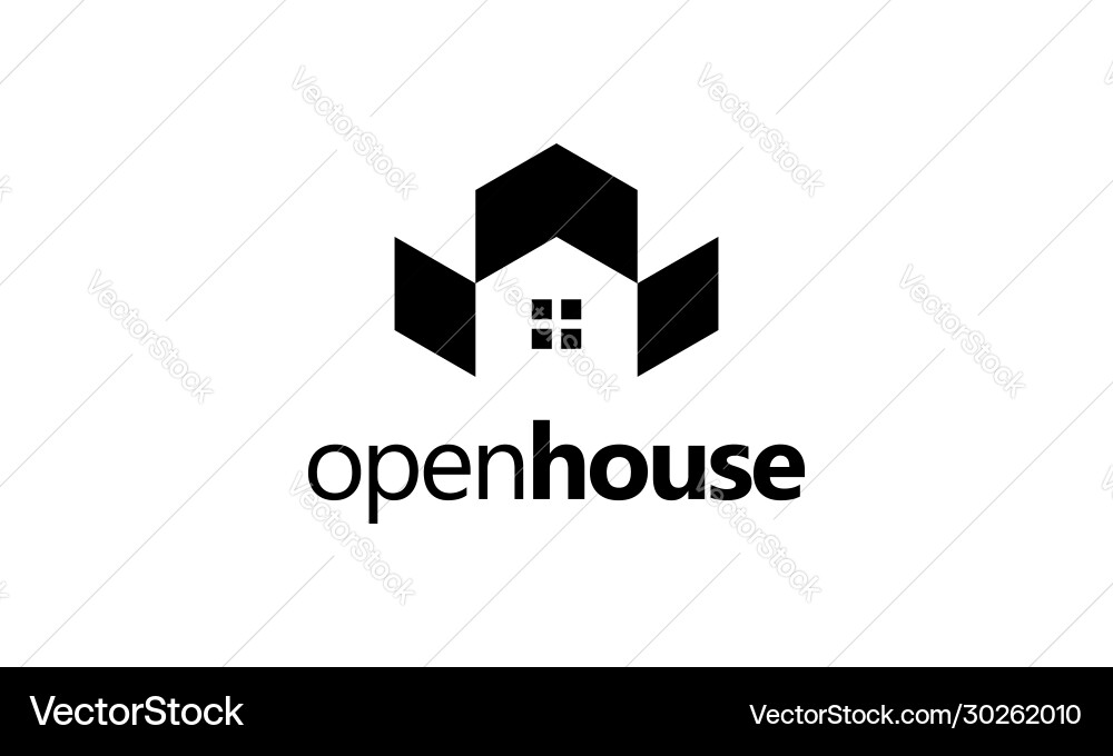 Black white open house logo Royalty Free Vector Image