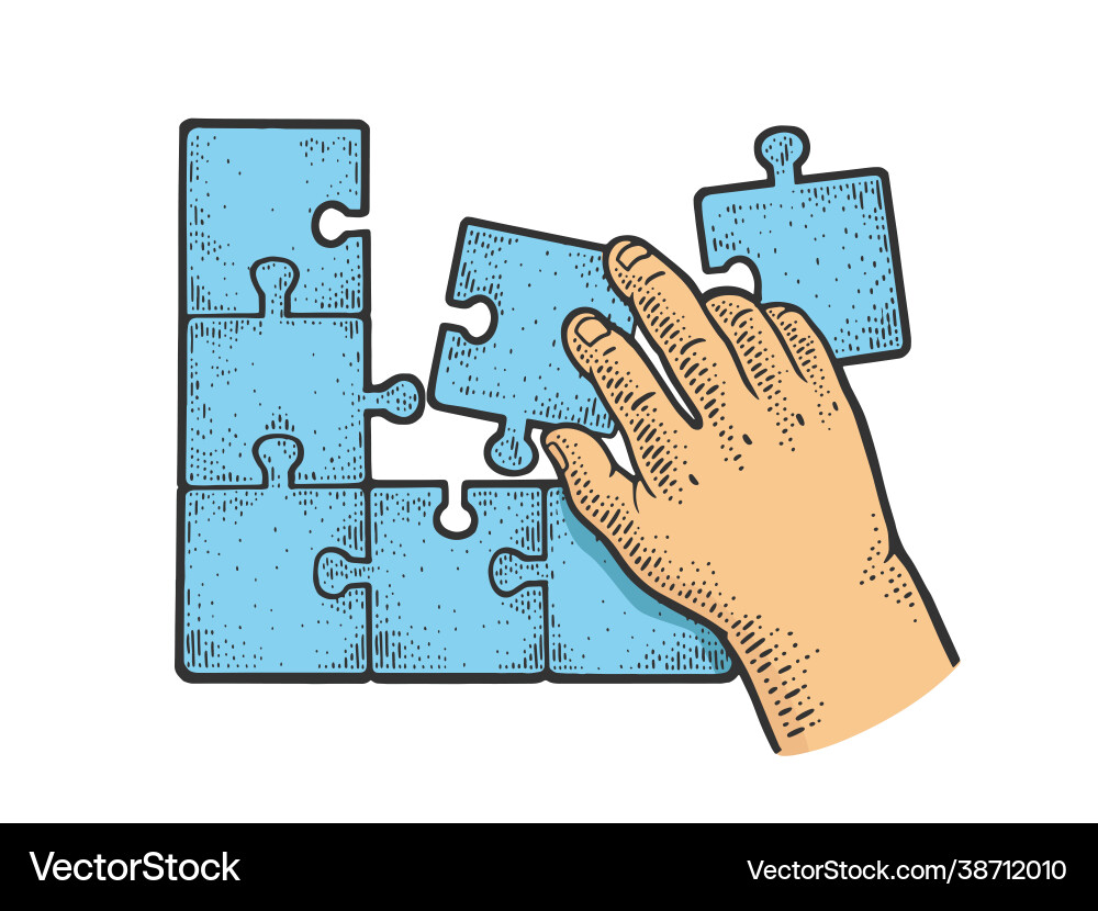 Children hand puzzle sketch Royalty Free Vector Image