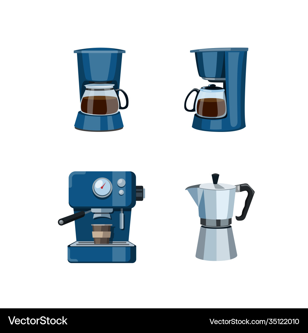 Coffee machine cafe or kitchen symbol icon set Vector Image