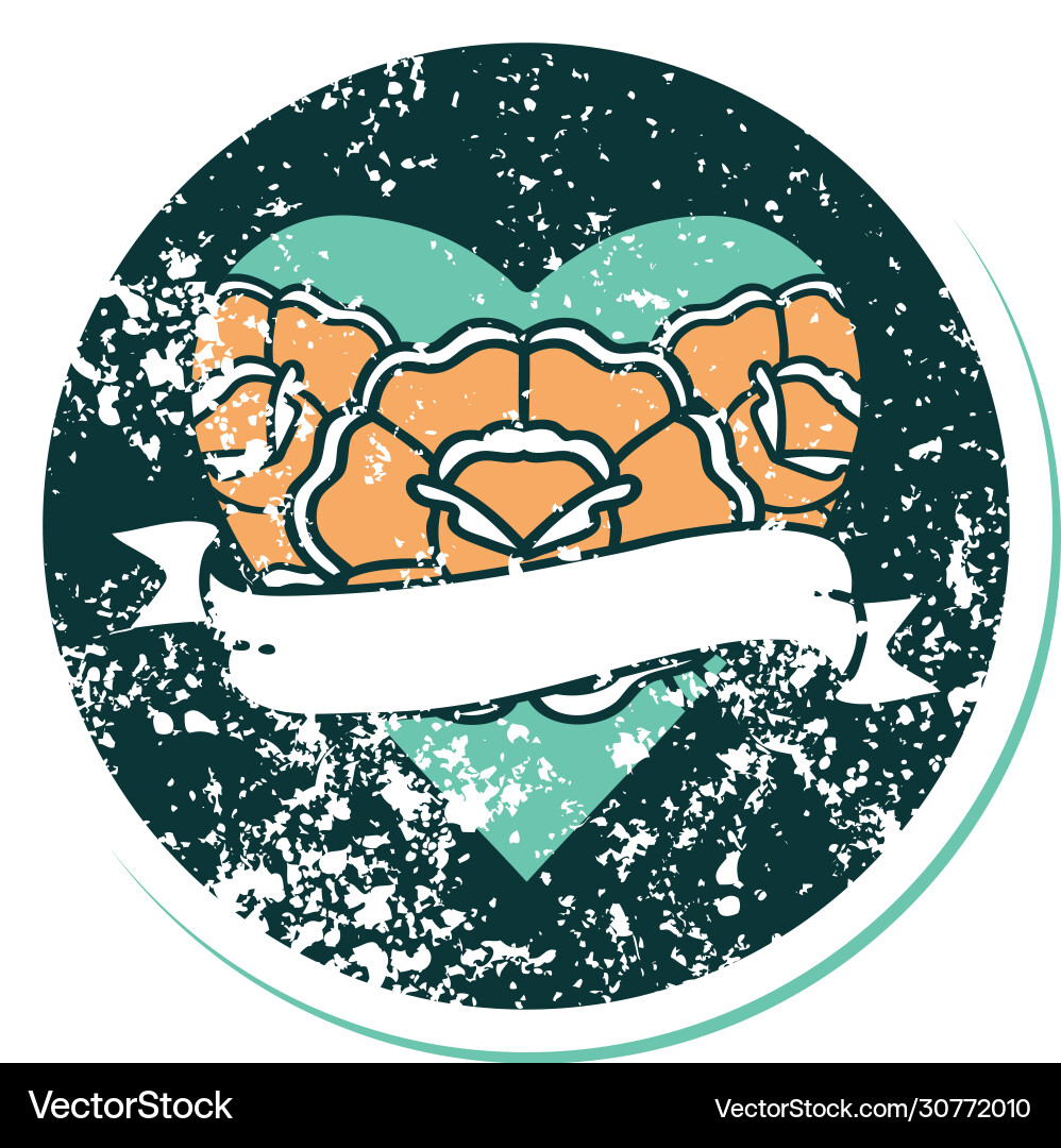Distressed sticker tattoo style icon a heart Vector Image