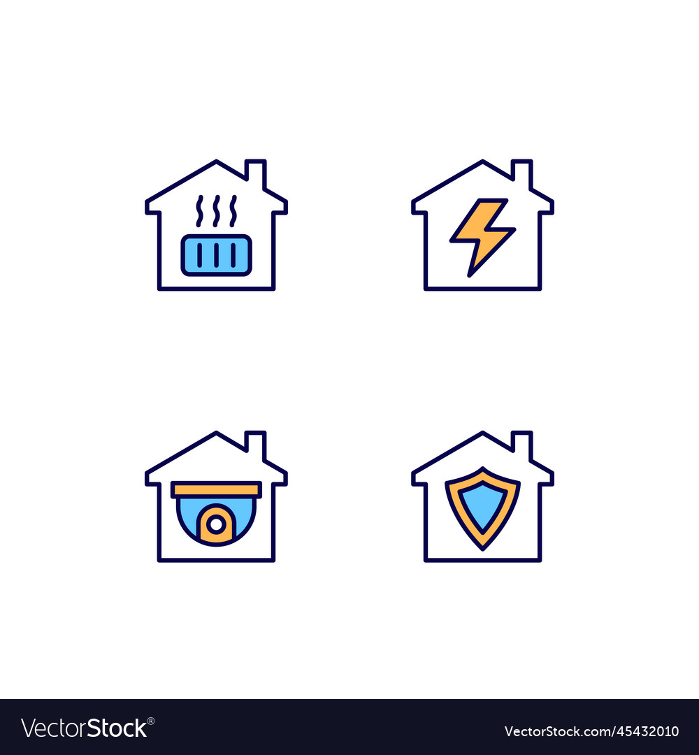 Domestic services pixel perfect rgb color icons Vector Image