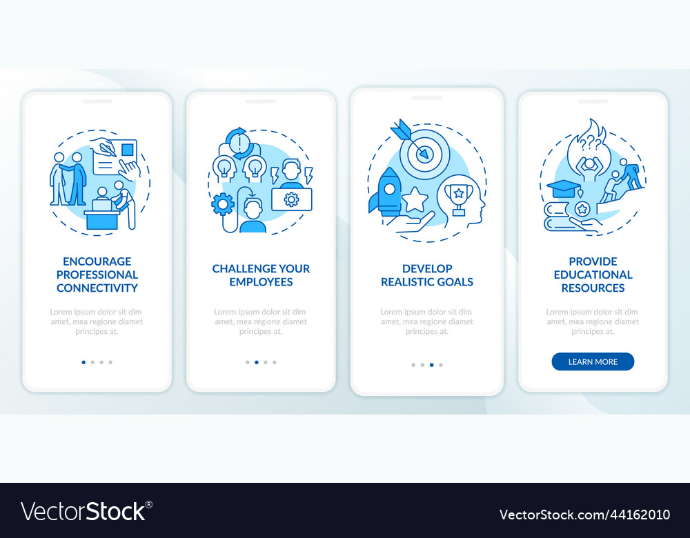 Efficiency management blue onboarding mobile app Vector Image