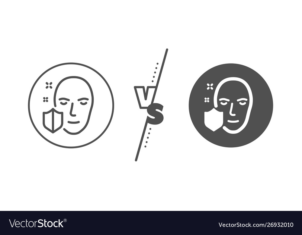 Face Detection Protected Line Icon Secure Access Vector Image