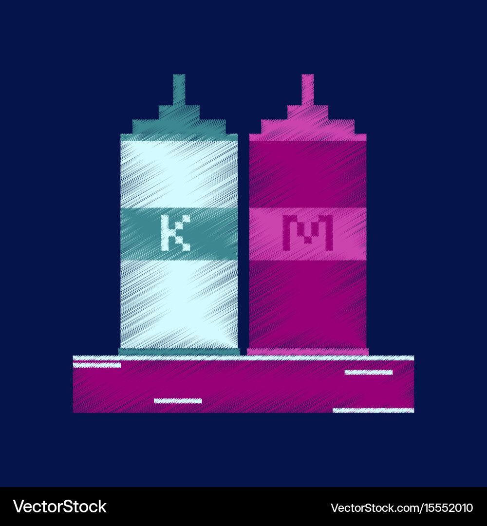 Flat shading style icon pixel ketchup and mustard Vector Image