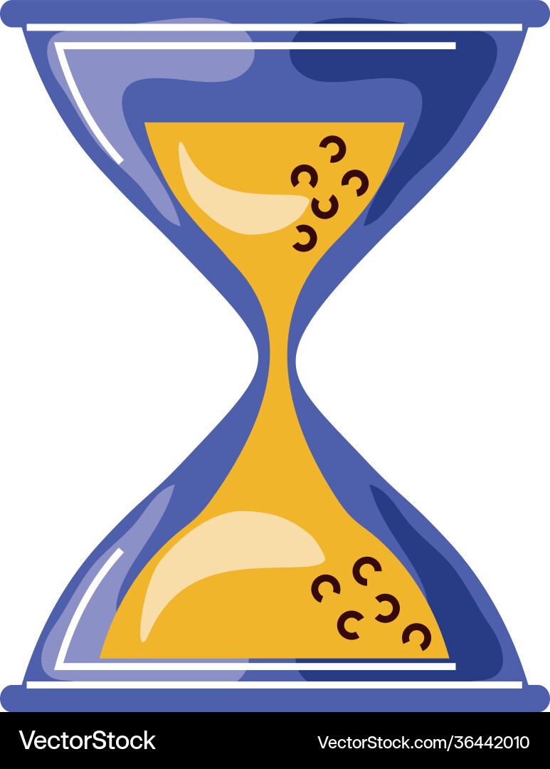 Hourglass time clock cartoon isolated style Vector Image