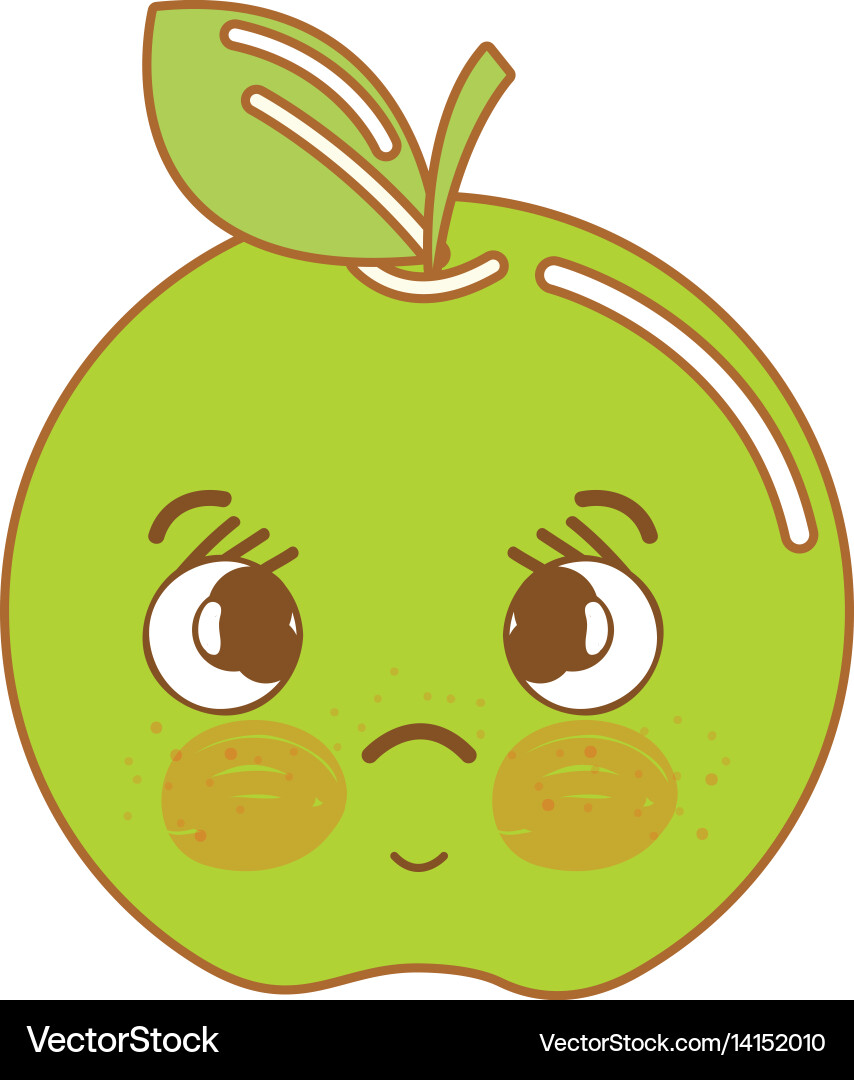 Kawaii cute sad apple fruit Royalty Free Vector Image