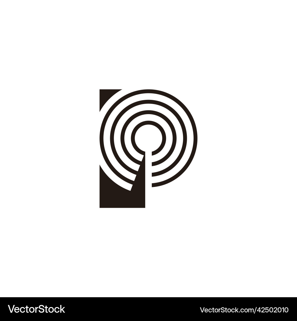 Letter p motion signal thin line design logo Vector Image