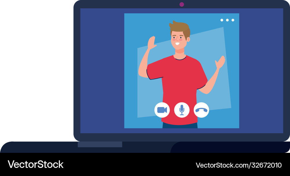 Man on laptop in video chat design Royalty Free Vector Image