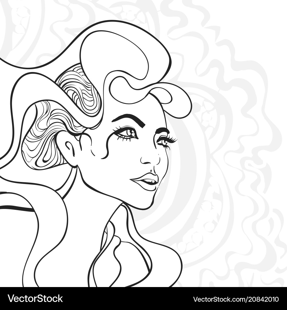 Outline girl portrait Royalty Free Vector Image