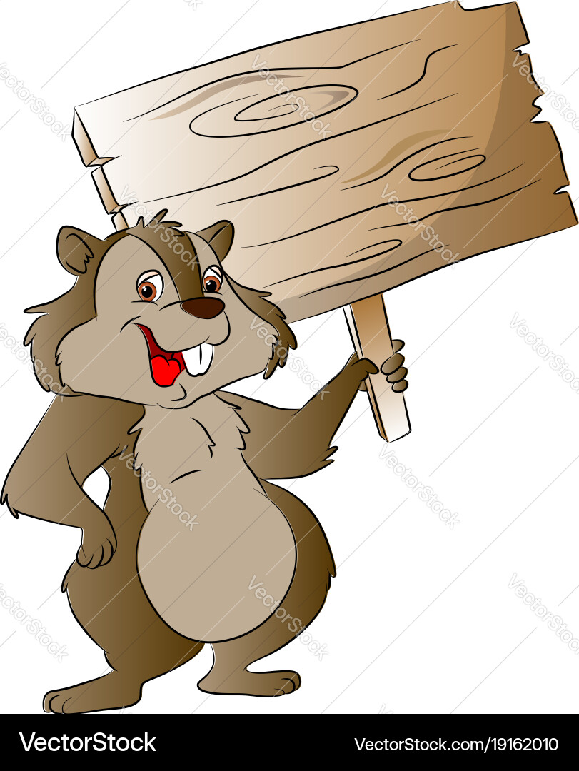 Rabbit holding wooden sign Royalty Free Vector Image