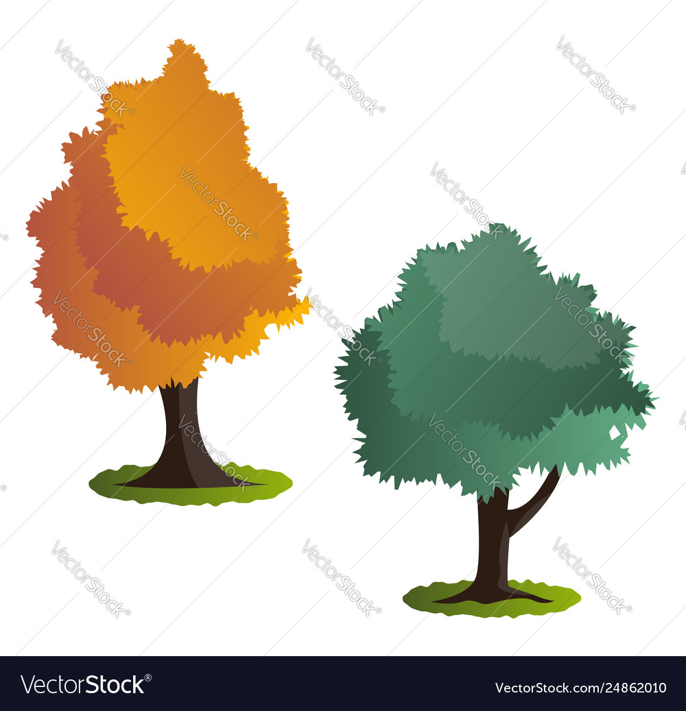 Two autumn tree on white background Royalty Free Vector