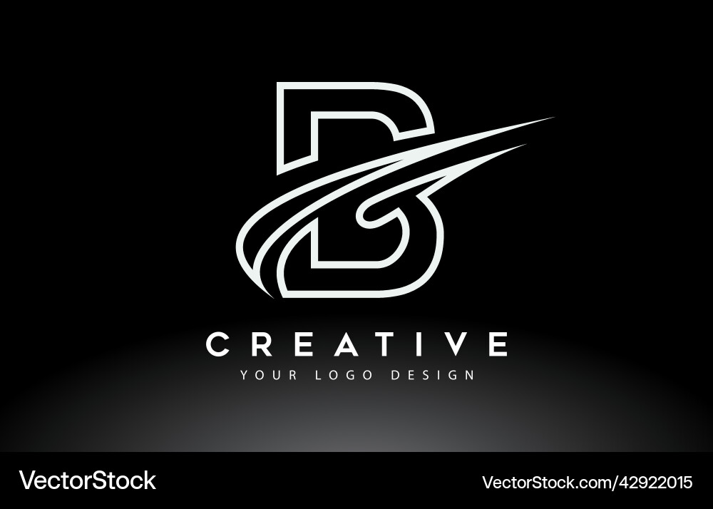Creative b letter logo design with brush swoosh Vector Image