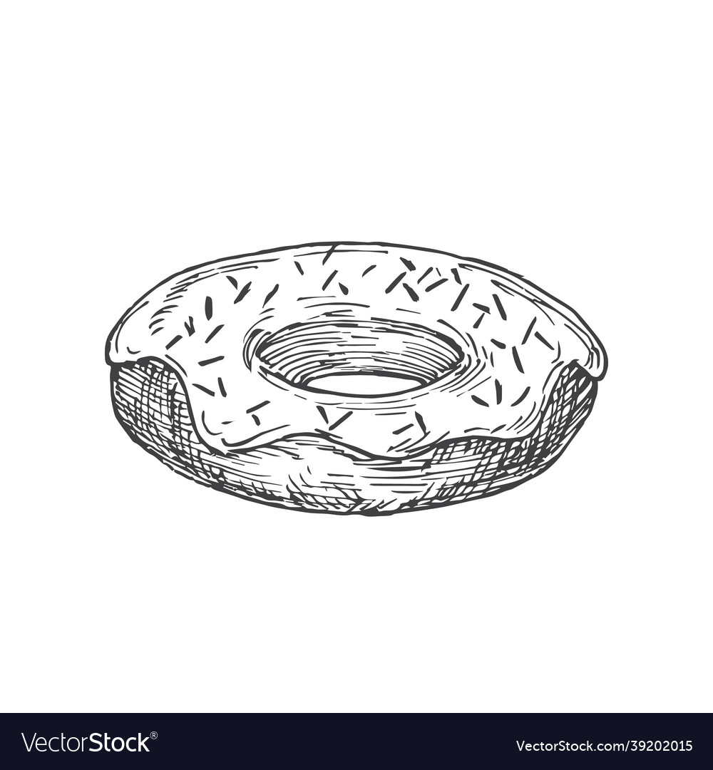 Donut sweets hand drawn doodle Royalty Free Vector Image