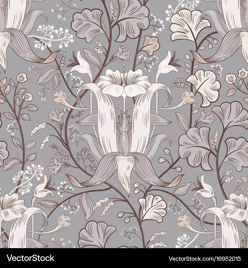 Floral vintage seamless pattern retro plants Vector Image