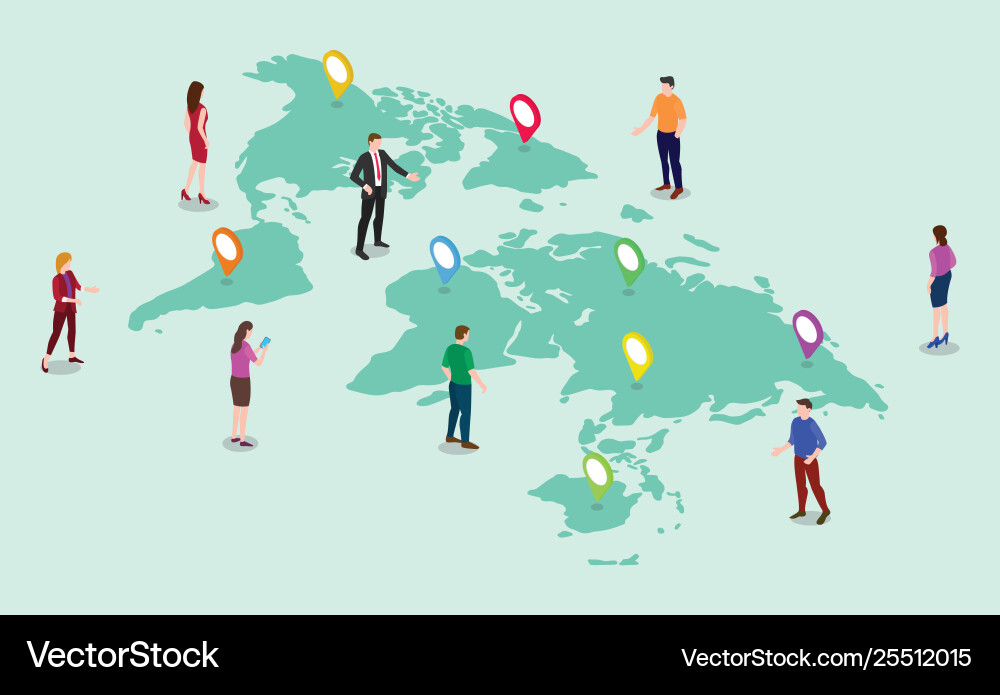 Global tracking concept with team people men Vector Image